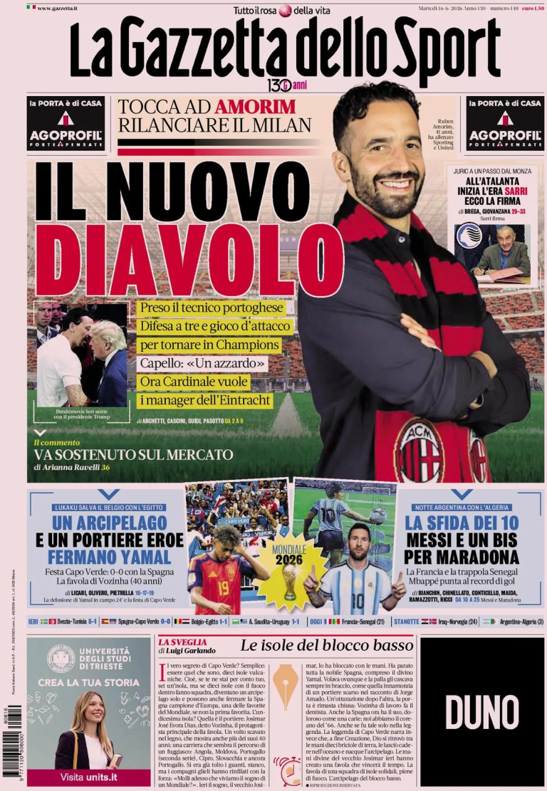 Le prime pagine dei principali quotidiani sportivi – 16 giugno ...